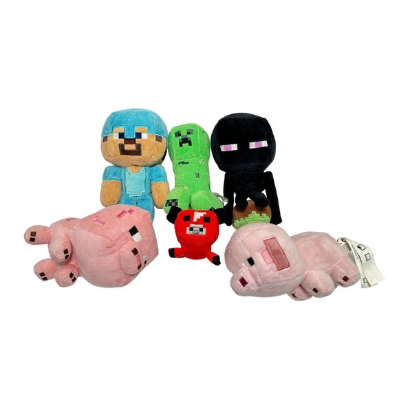 Mojang Jinx | Toys | Minecraft Plush Lot Of 6 Creeper Pigs Diamond ...